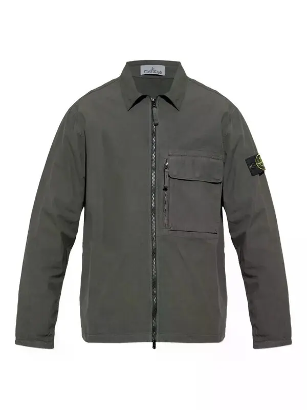 Stone Island Patch Pocket Zip-up Shirt Jacket - Grey