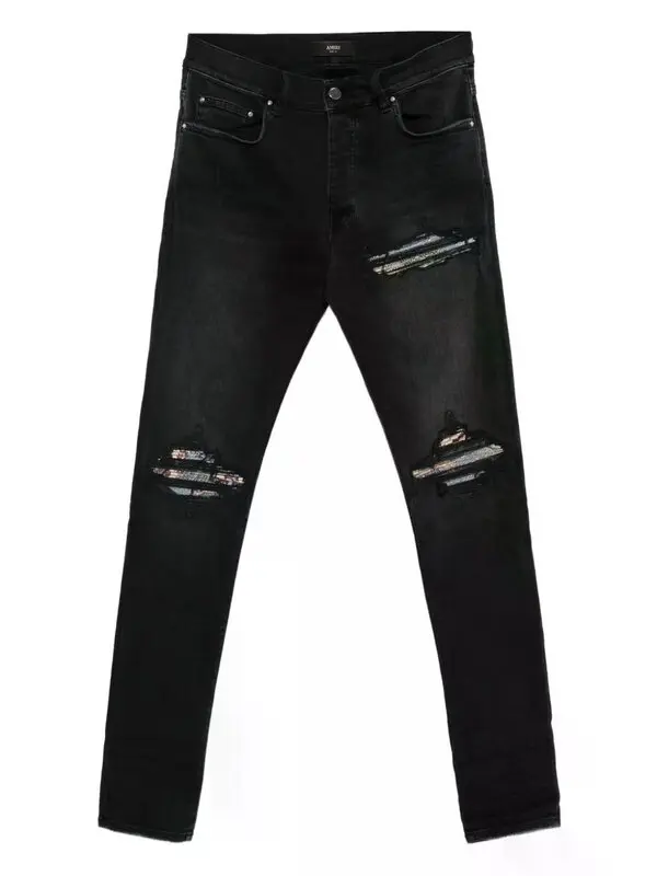 Amiri Patchwork Distressed Cotton Jeans