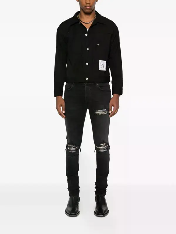 Amiri Patchwork Distressed Cotton Jeans