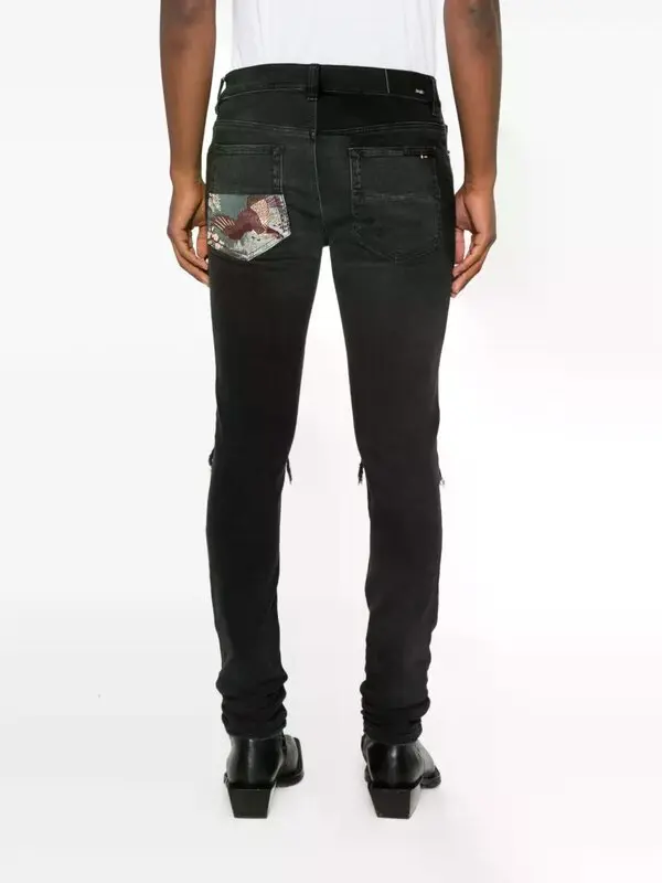 Amiri Patchwork Distressed Cotton Jeans