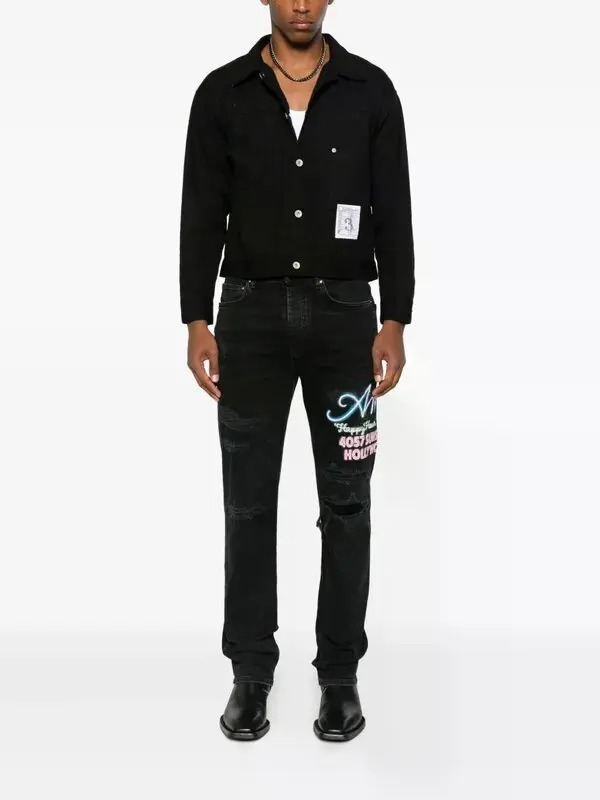 Amiri Embroidered Distressed Jeans