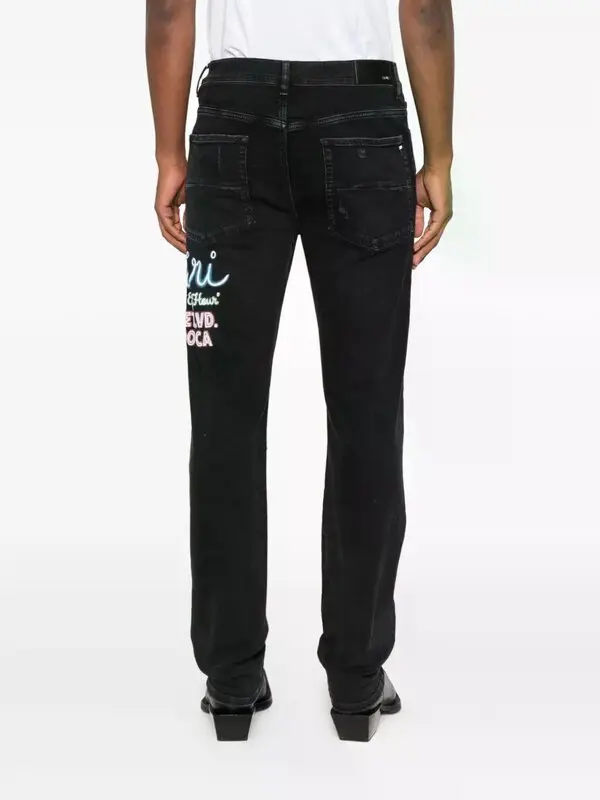 Amiri Embroidered Distressed Jeans