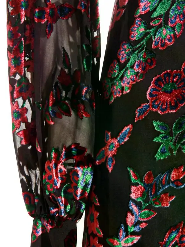 Etro Floral-velvet Maxi Dress - Blue