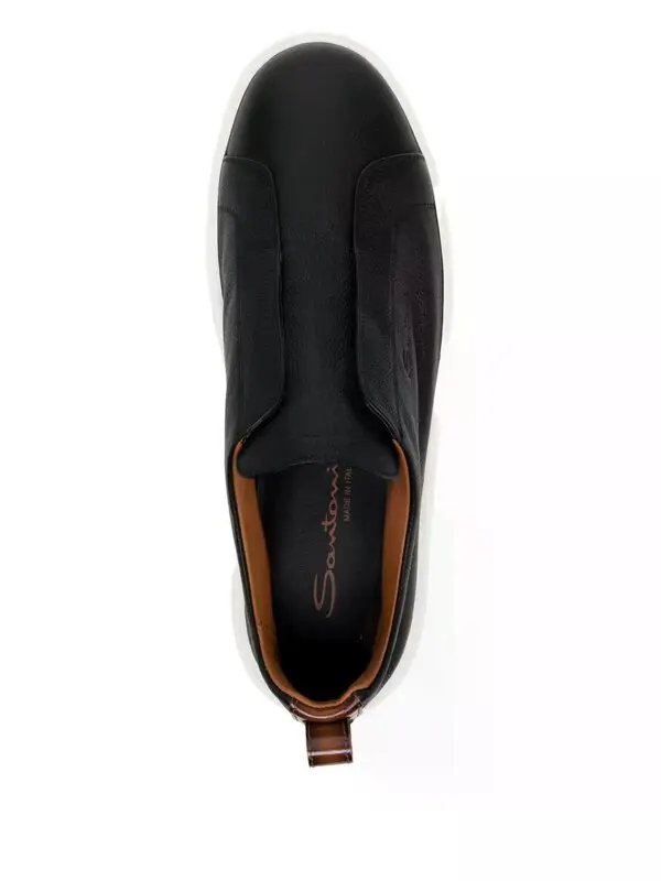 Santoni Tumbled Leather Slip-on Sneakers