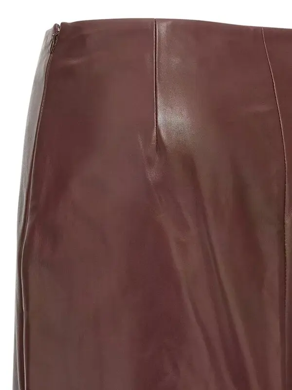 Brunello Cucinelli Column Back-split Leather Midi Skirt
