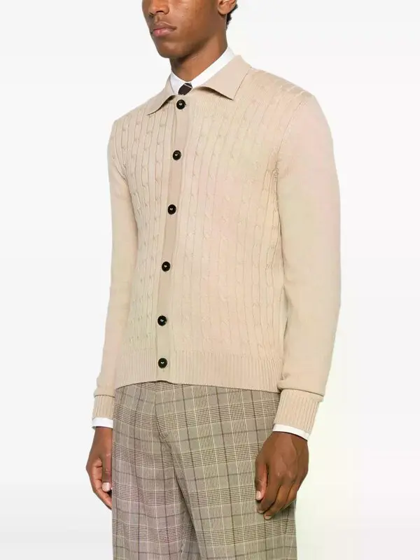 ERNEST W. BAKER Cable-knit Collared Cardigan