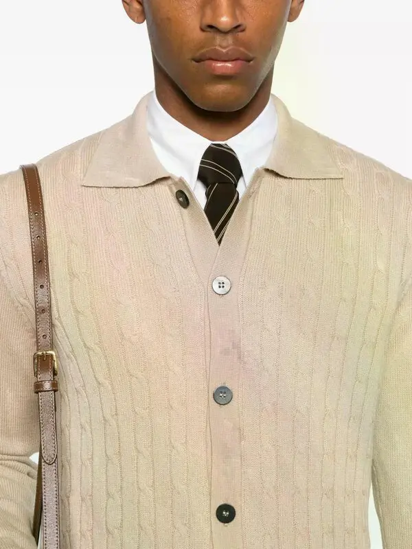 ERNEST W. BAKER Cable-knit Collared Cardigan