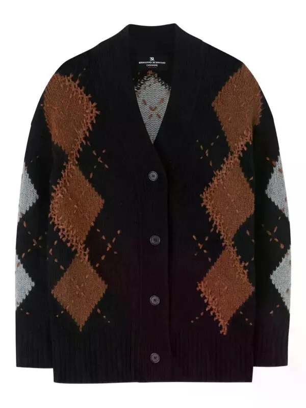 Ermanno Scervino Argyle Cashmere Cardigan - Black