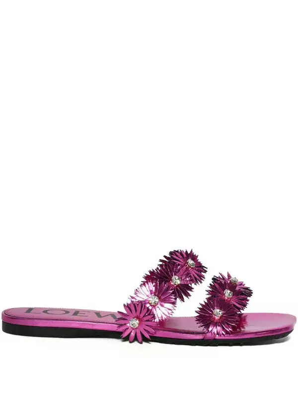 Loewe Petal Flower Crystal Sandals - Pink