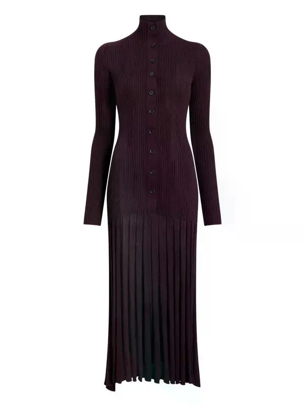Proenza Schouler Ribbed Pleated Midi Day Dress - Red