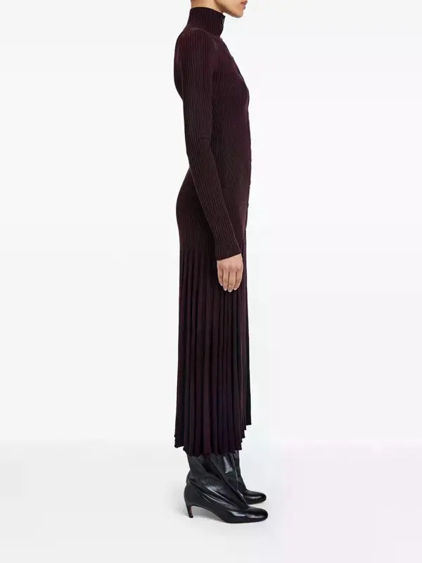 Proenza Schouler Ribbed Pleated Midi Day Dress - Red