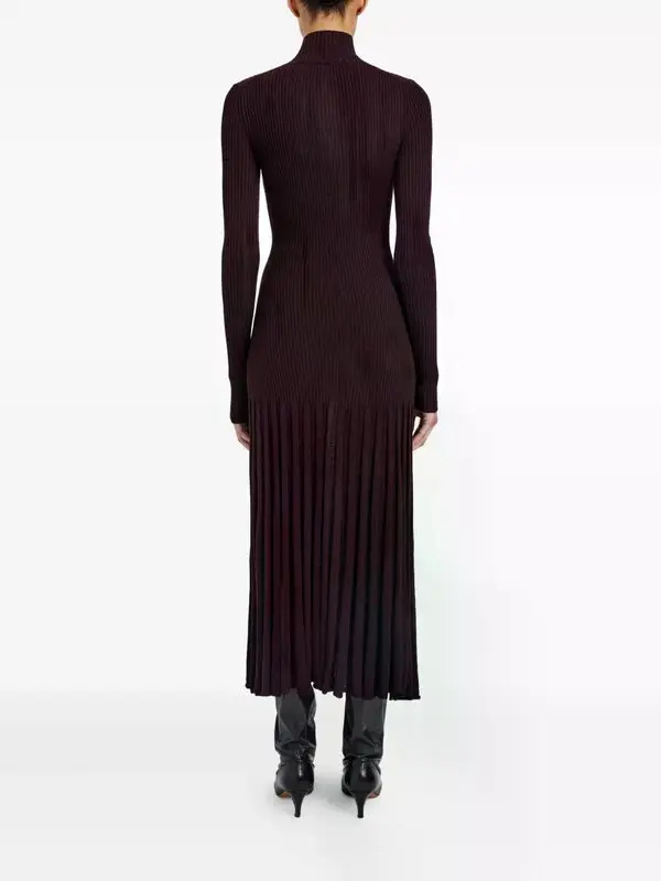 Proenza Schouler Ribbed Pleated Midi Day Dress - Red