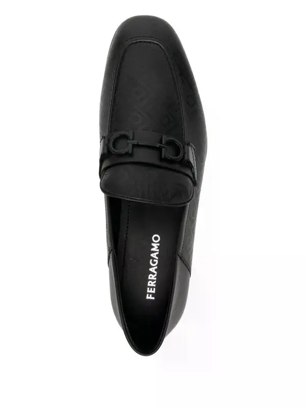 FERRAGAMO Gancini Ornament Loafers - Black