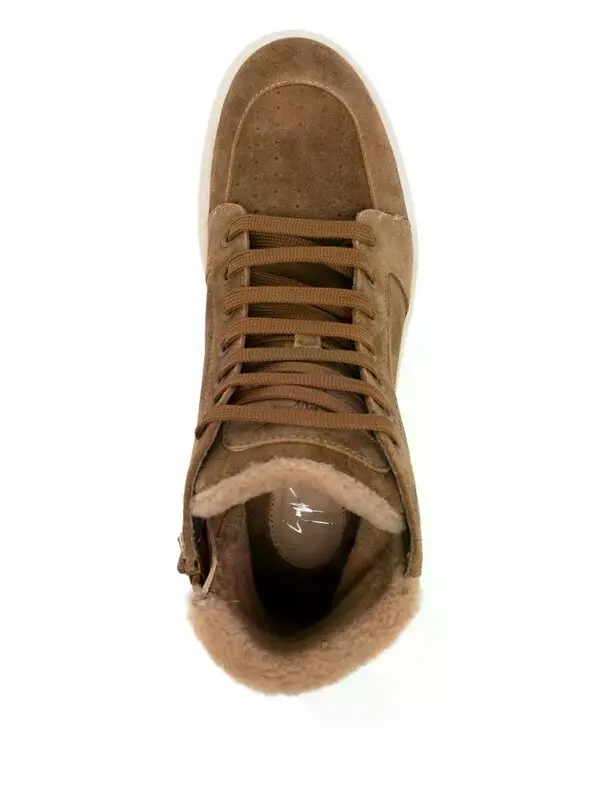 GIUSEPPE ZANOTTI Lace-up High-top Sneakers - Brown