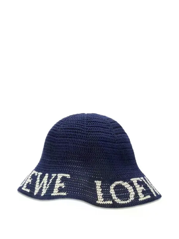 Loewe Logo Knit Bucket Hat - Blue | Editorialist display picture 1
