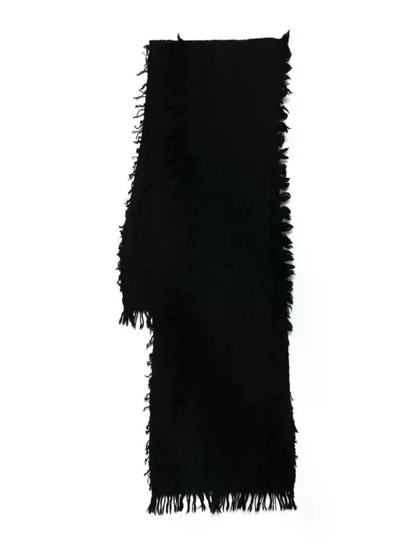 Yohji Yamamoto Fringed-trim Wool Scarf - Black