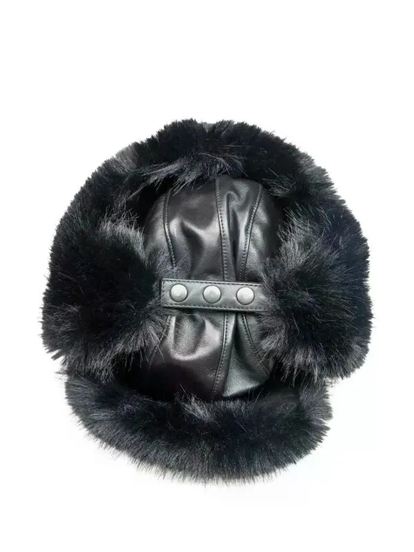 Vaquera Faux Fur-trimmed Leather Hat - Black