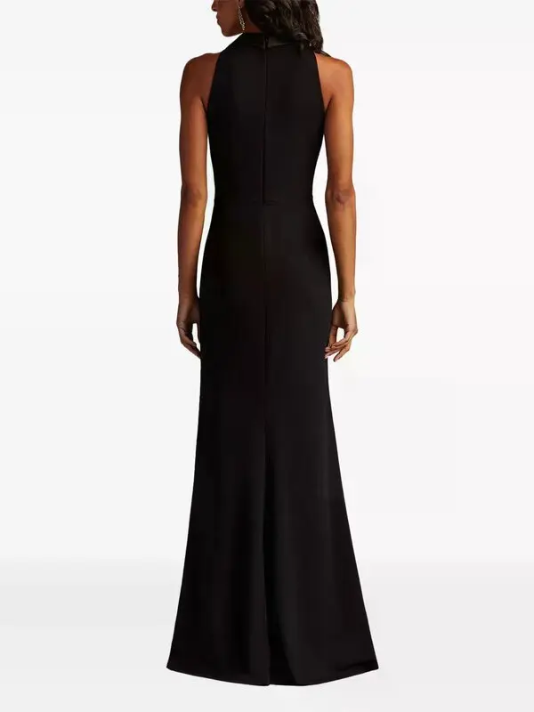 Tadashi Shoji Satin-collar Embellished Gown