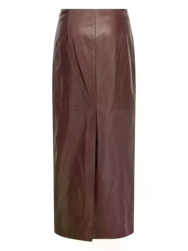 Brunello Cucinelli Column Back-split Leather Midi Skirt
