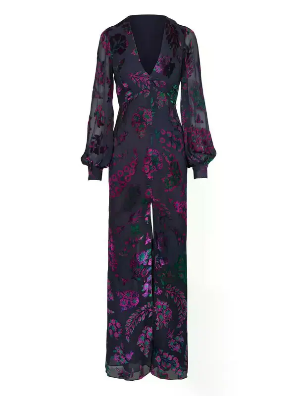 Etro Floral-print Velvet Maxi Dress - Blue