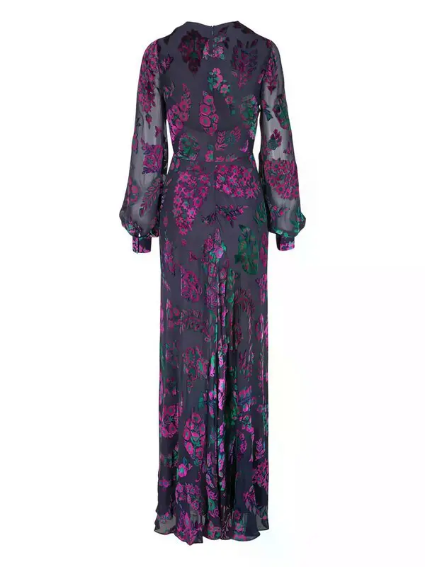 Etro Floral-print Velvet Maxi Dress - Blue
