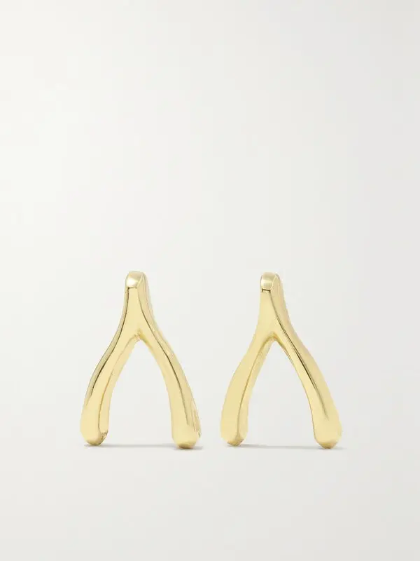JENNIFER MEYER Mini Wishbone 18-karat Stud Earrings - Gold