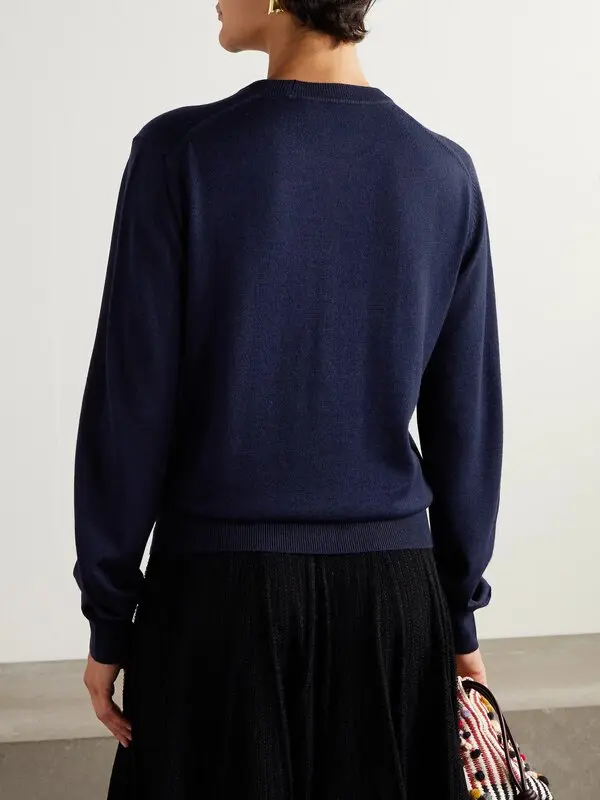 Proenza Schouler Vivian Argyle Wool And Silk-blend Sweater - Blue