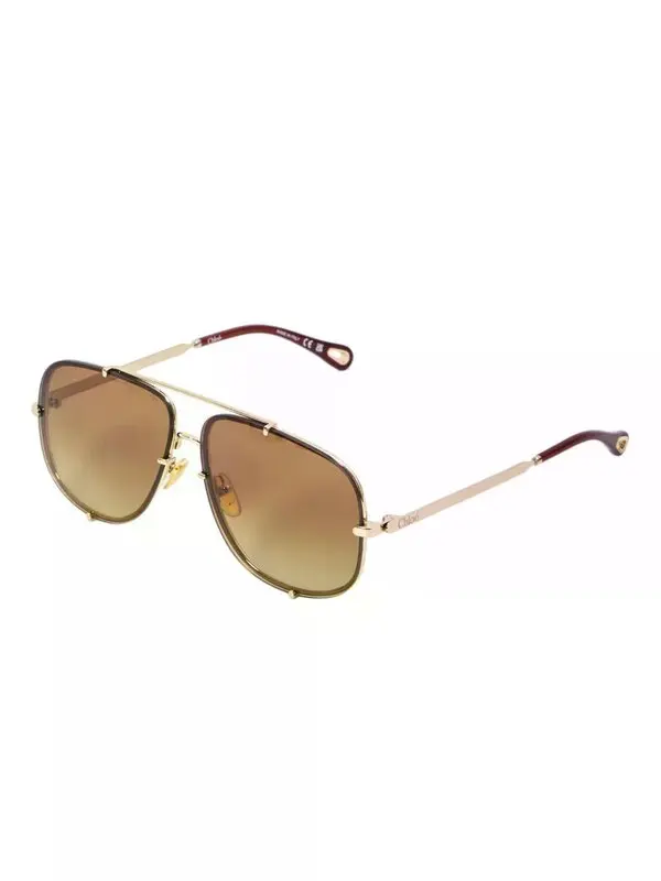 Chloé Gradient Lens Pilot-frame Sunglasses - Gold