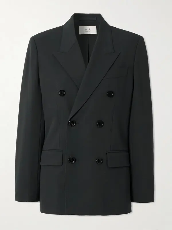 AMI Paris Oversized Double-breasted Wool Blazer - Black