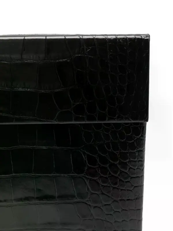 TOM FORD Crocodile-pattern Flap Portfolio - Black