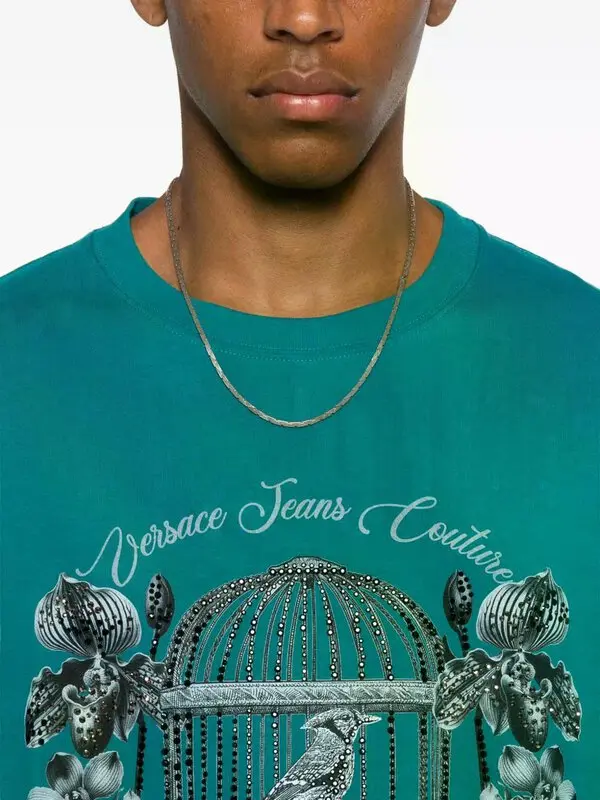 Versace Birdcage-print Embellished T-shirt