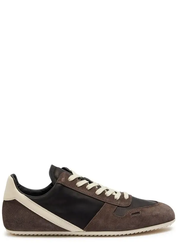 Rick Owens Panelled Suede And Leather Sneakers - Black