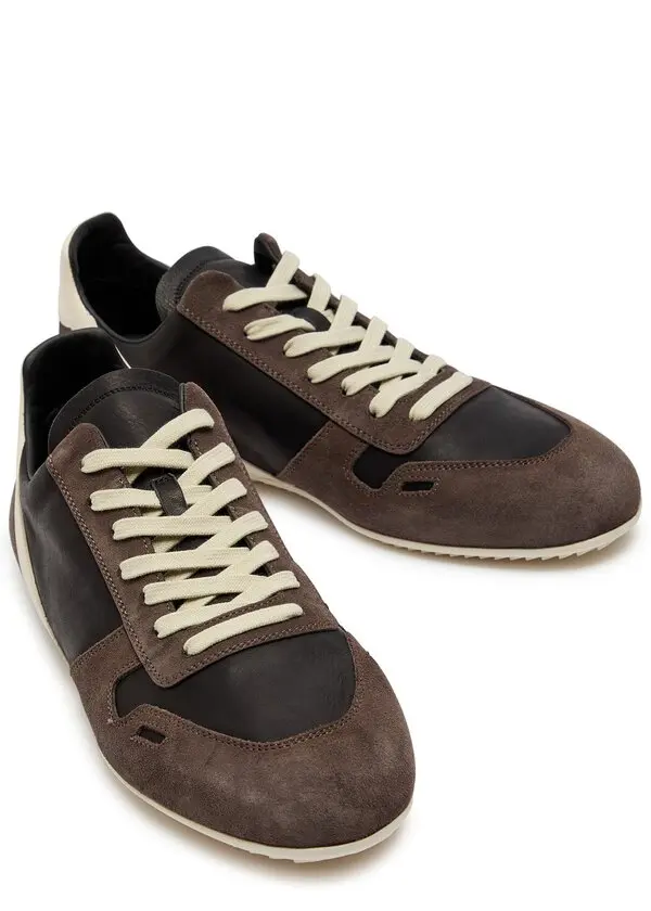 Rick Owens Panelled Suede And Leather Sneakers - Black