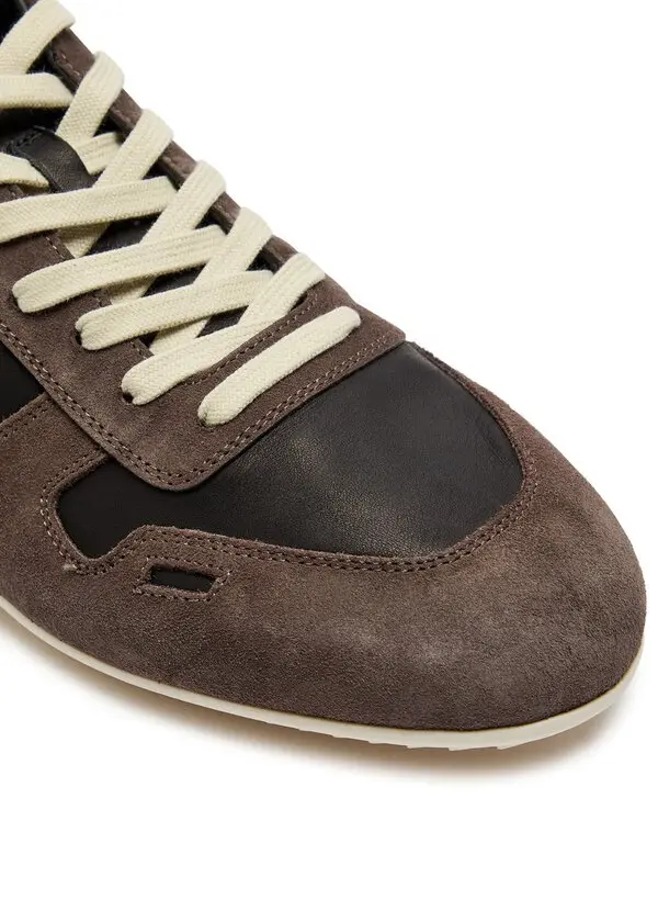 Rick Owens Panelled Suede And Leather Sneakers - Black