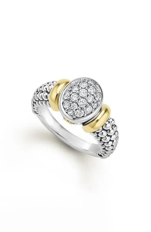 Lagos Signature Caviar Diamond Ring - Two Tone