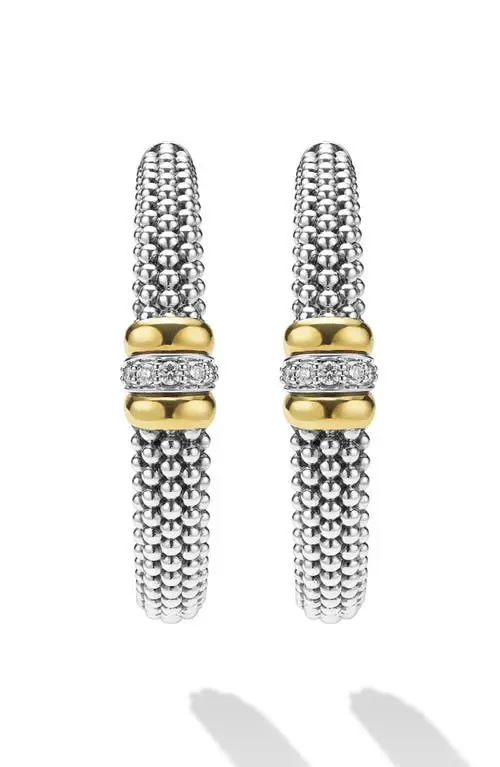 Lagos Signature Caviar Diamond Hoop Earrings