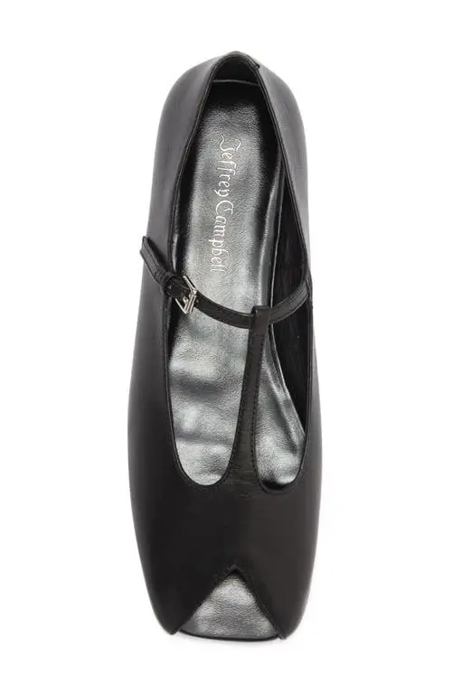 Jeffrey Campbell T-strap Peep Toe Flats - Black
