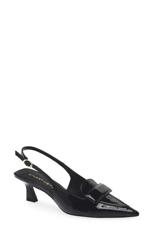 STUART WEITZMAN Sovinnie Patent Leather Slingback Loafer Pumps - Black