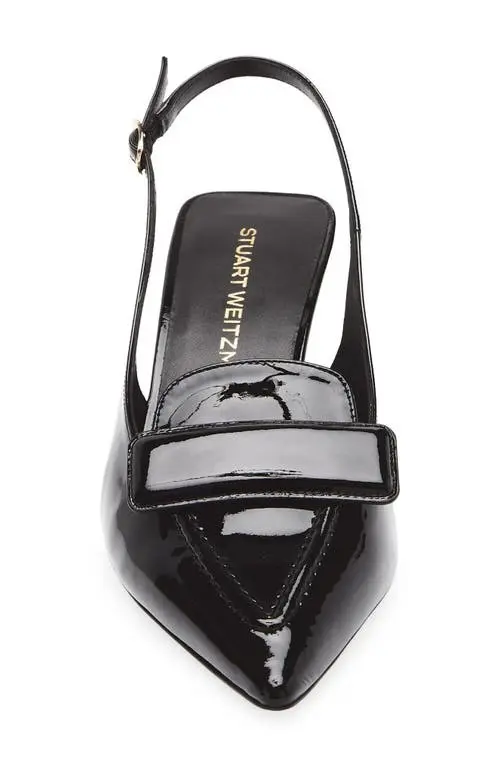STUART WEITZMAN Sovinnie Patent Leather Slingback Loafer Pumps - Black