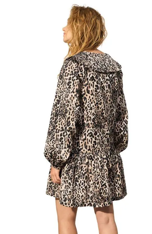 NEXT Long Sleeve Leopard Print Mini Dress