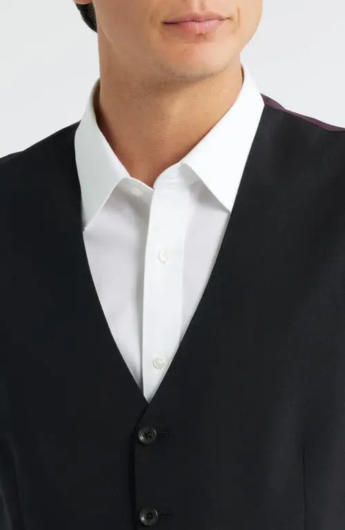 JACK VICTOR Owen Five-button Stretch Wool Vest - Black