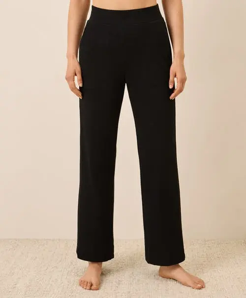 PACT Dream Rib Wide Leg Lounge Pant - Black