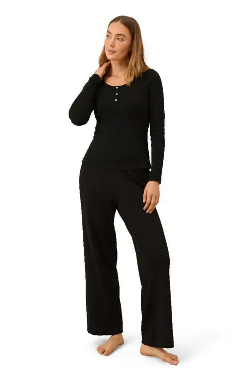PACT Dream Rib Wide Leg Lounge Pant - Black