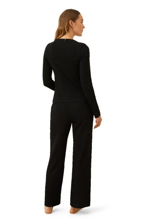 PACT Dream Rib Wide Leg Lounge Pant - Black