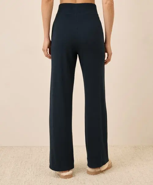 PACT Dream Rib Wide Leg Lounge Pant - Midnight Blue