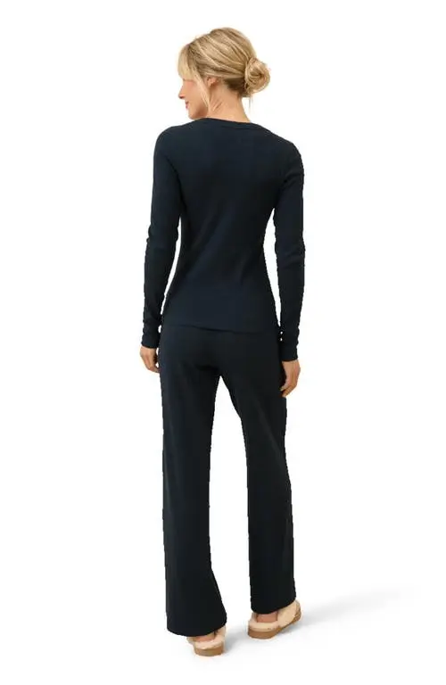PACT Dream Rib Wide Leg Lounge Pant - Midnight Blue