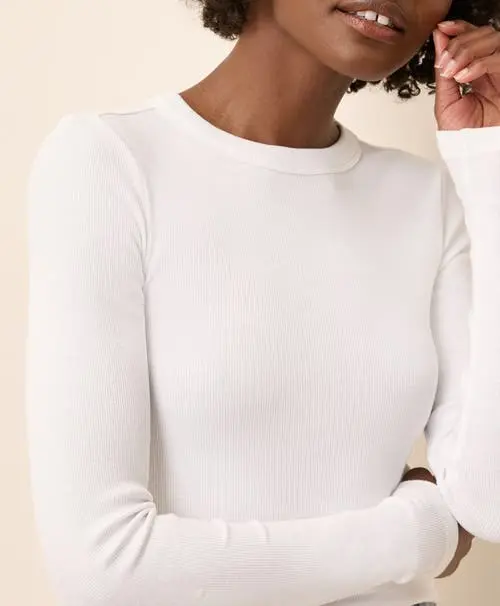 PACT Perfect Rib Long Sleeve Tee - White