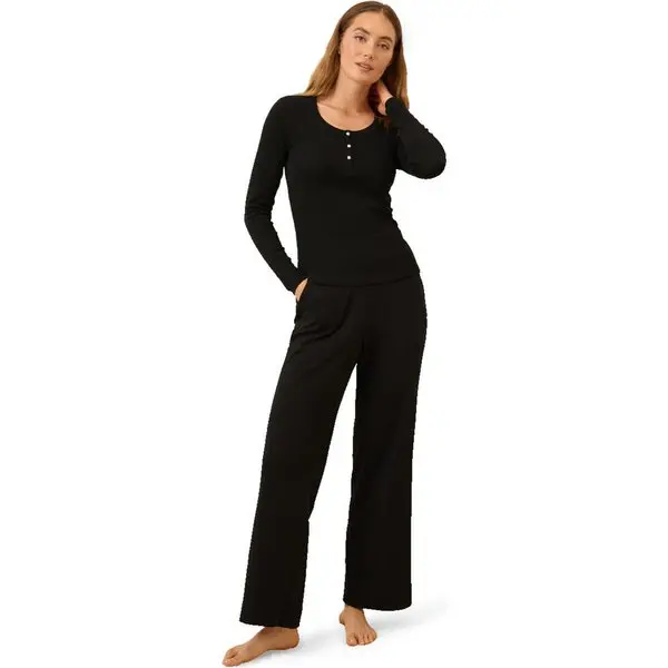 PACT Slim Henley - Black