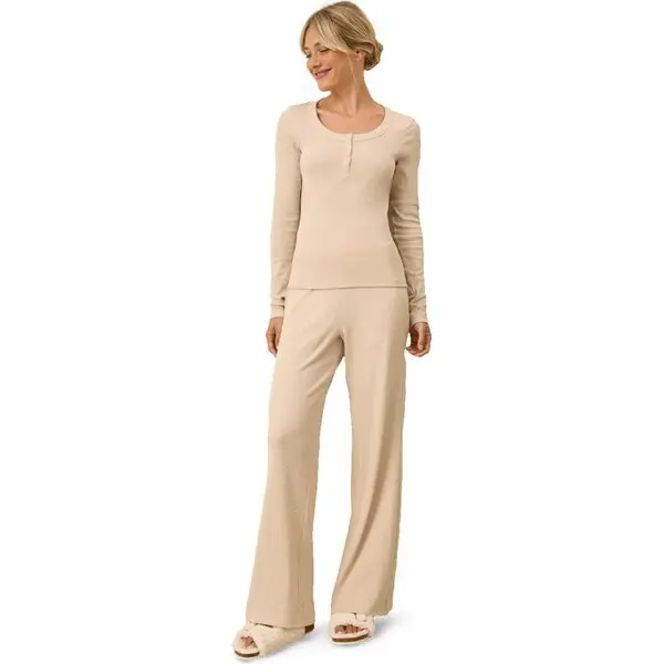 PACT Slim Henley - Sandshell
