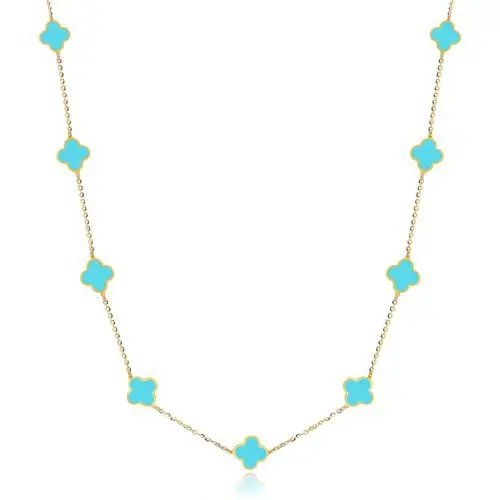 THE LOVERY FINE JEWELRY Mini Clover Necklace - Turquoise
